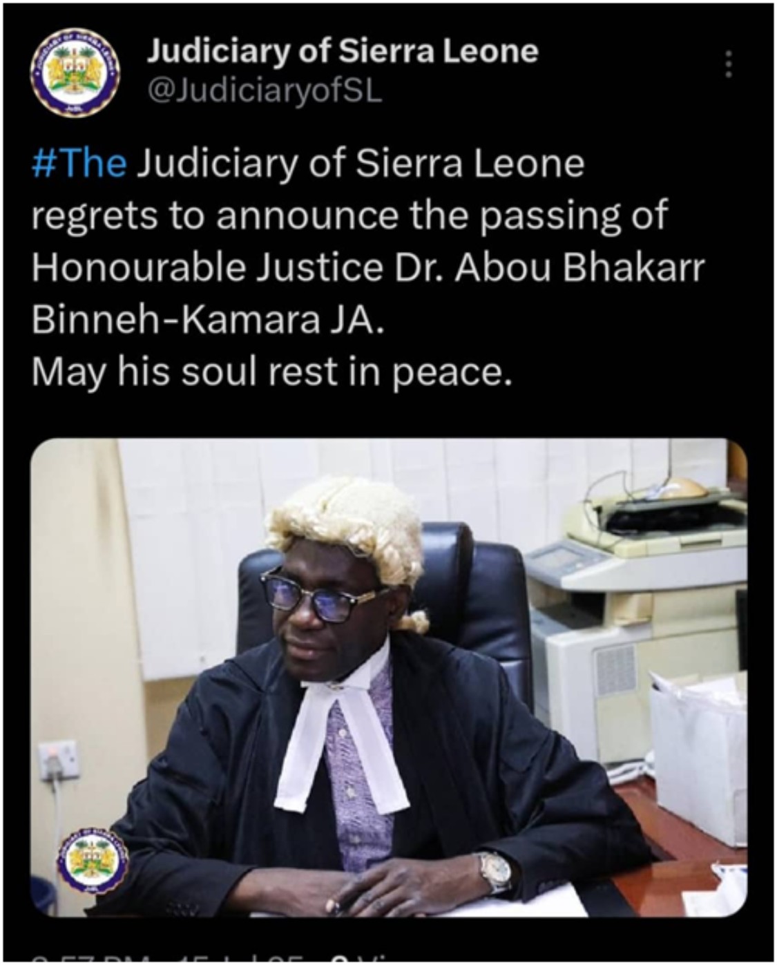 Justice Binneh Is Dead - The Exclusive Newspaper